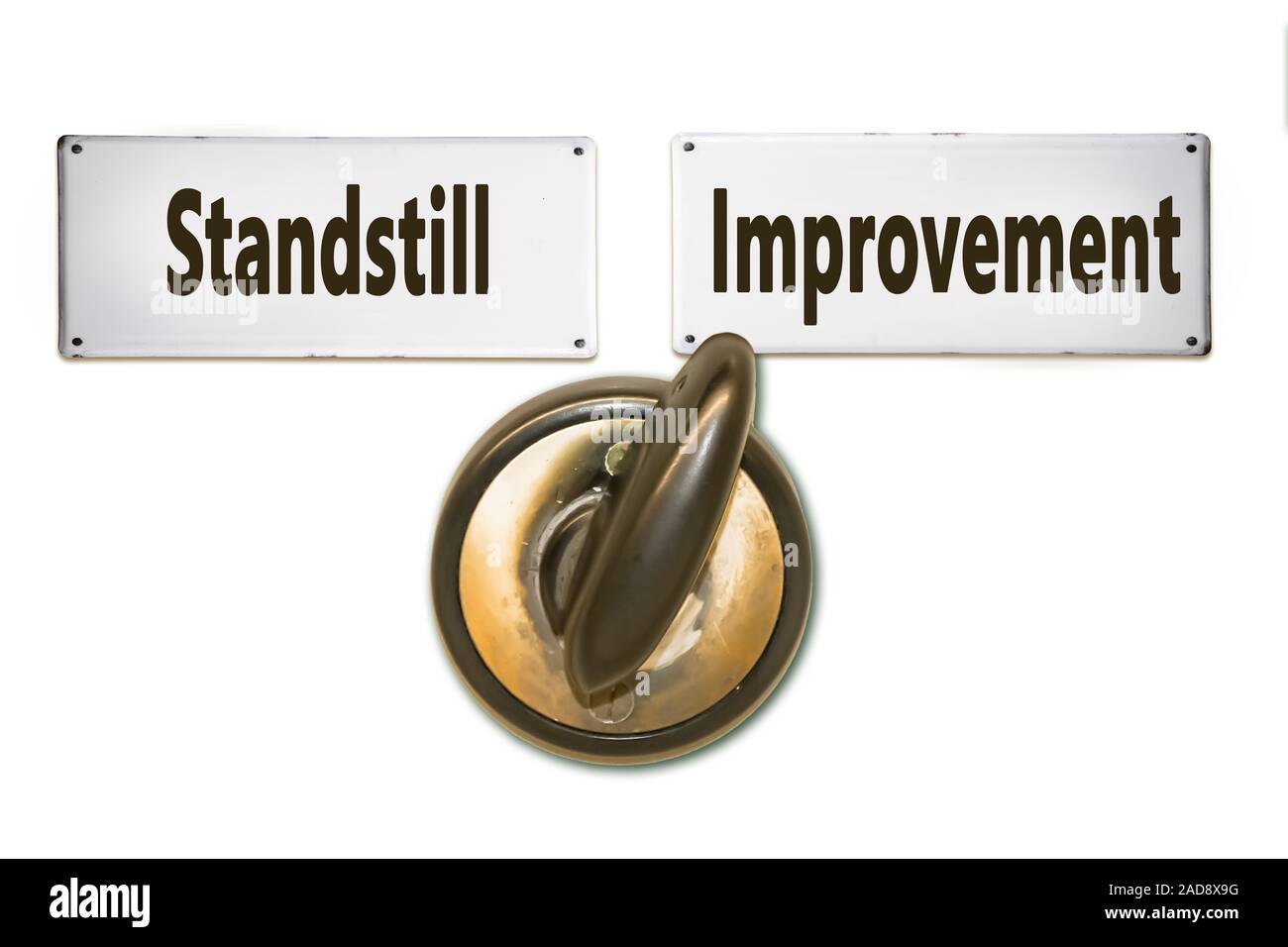 Street Sign to Improvement versus Standstill Stock Photo - Alamy