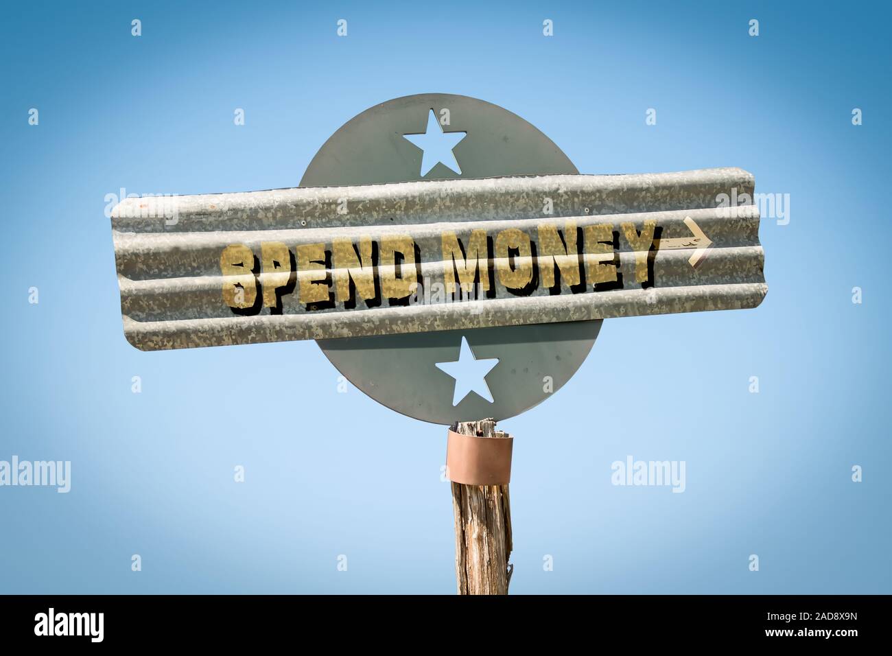 Street Sign Spend Money Stock Photo - Alamy