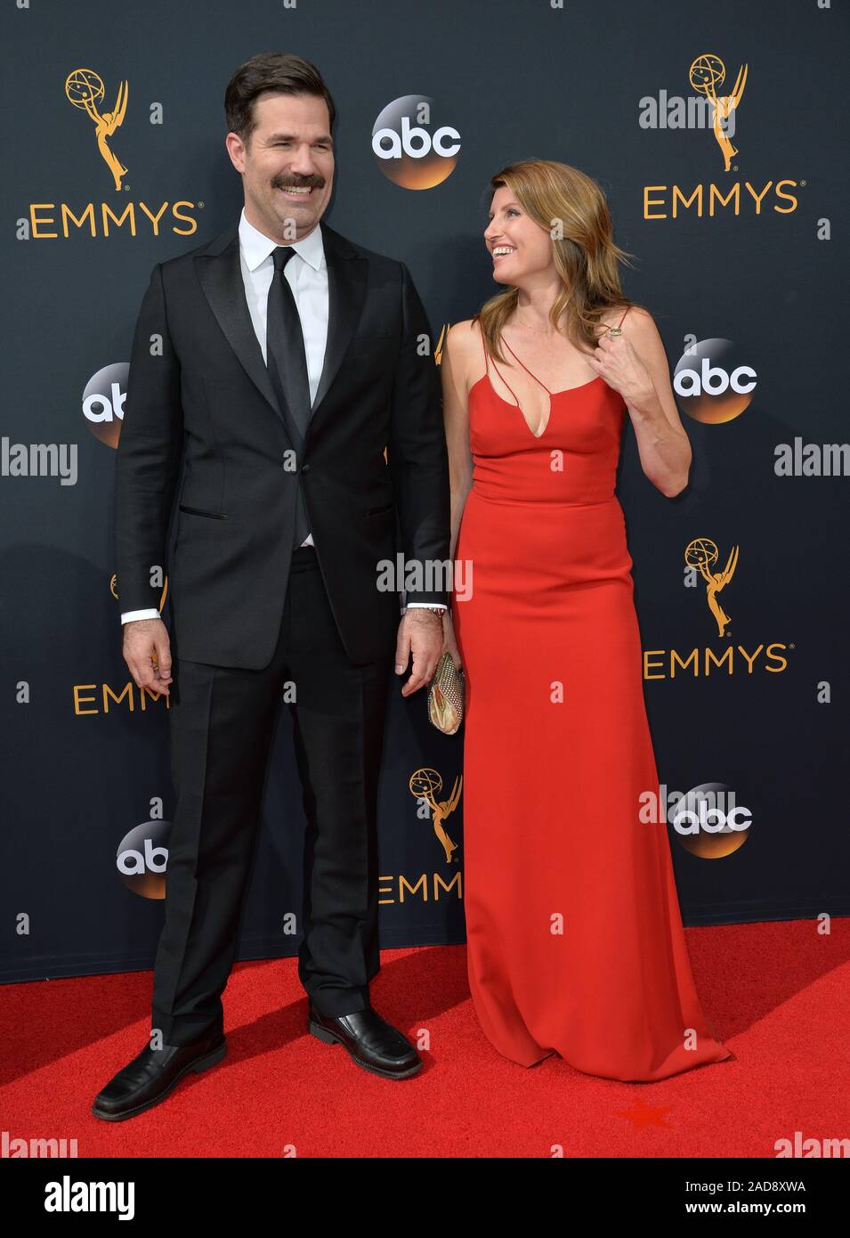 LOS ANGELES, CA. September 18, 2016: Actress Sharon Horgan & actor Rob ...