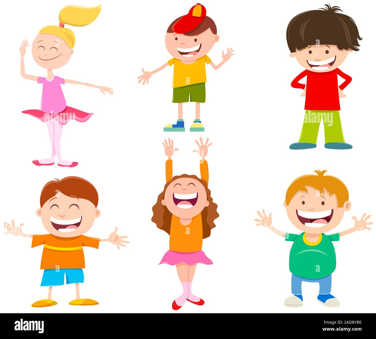 cartoon cute children characters set Stock Photo - Alamy