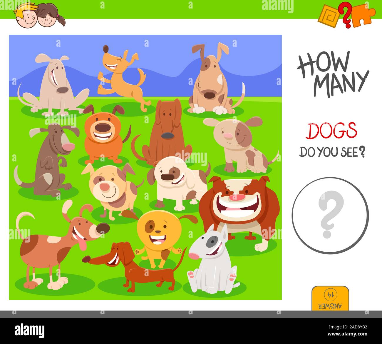 counting dogs activity worksheet task Stock Photo - Alamy