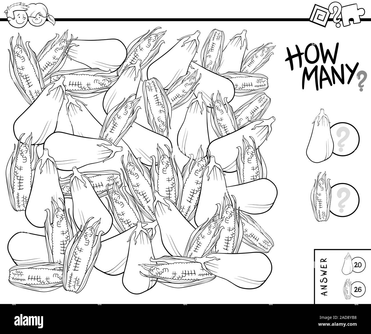 counting vegetables educational task color book Stock Photo - Alamy