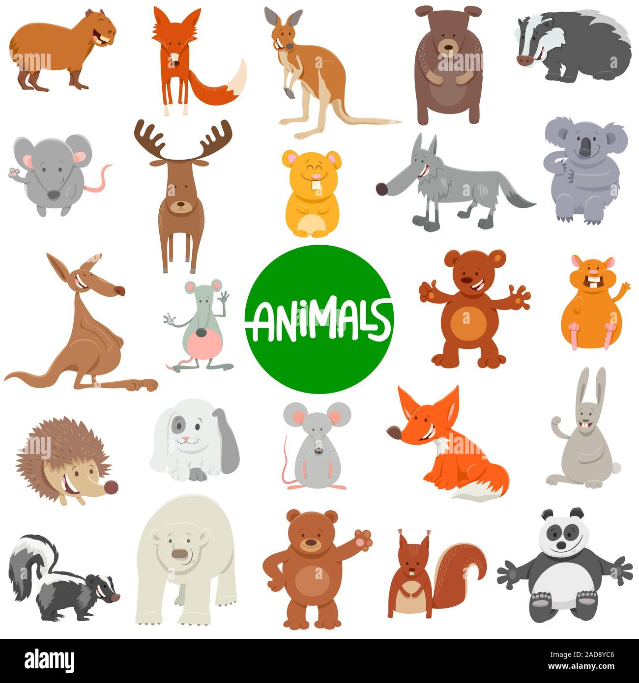 cartoon wild animal characters large set Stock Photo - Alamy