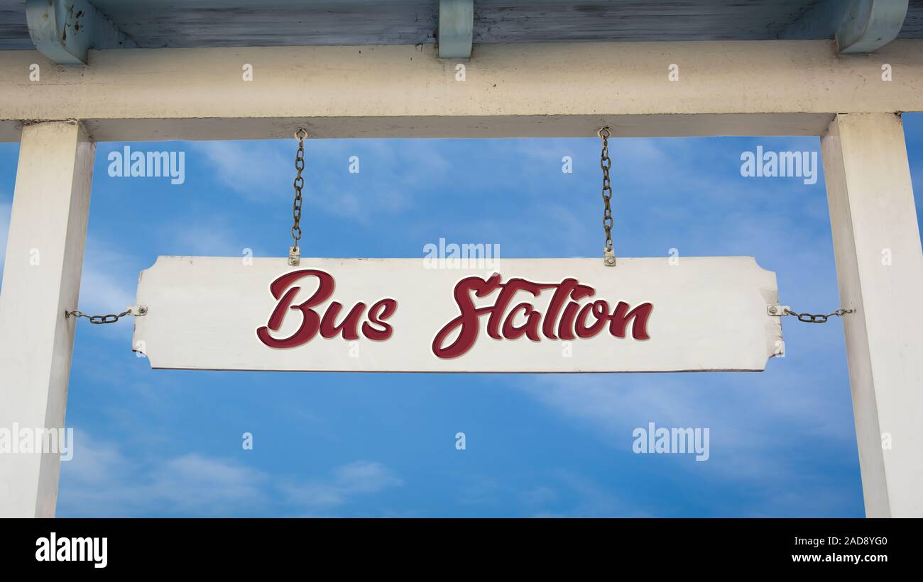Street Sign to Bus Station Stock Photo - Alamy