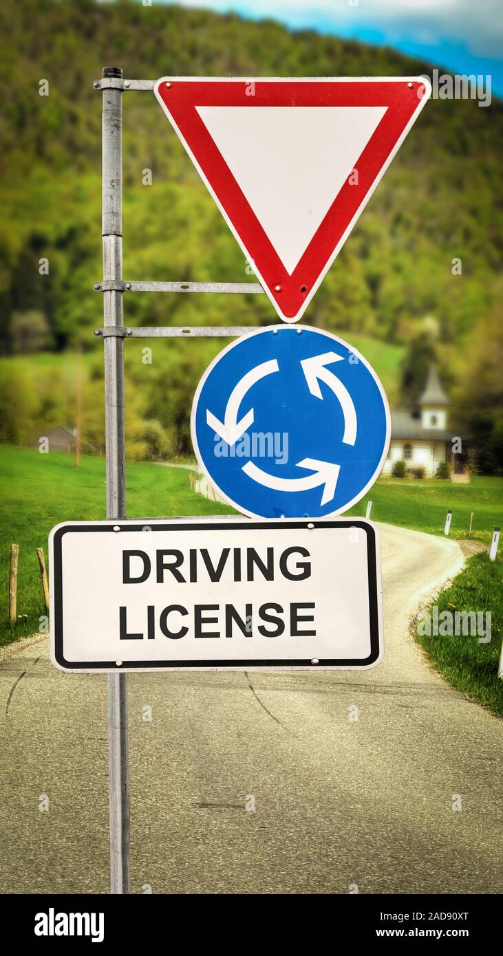 Street Sign DRIVING LICENSE Stock Photo - Alamy