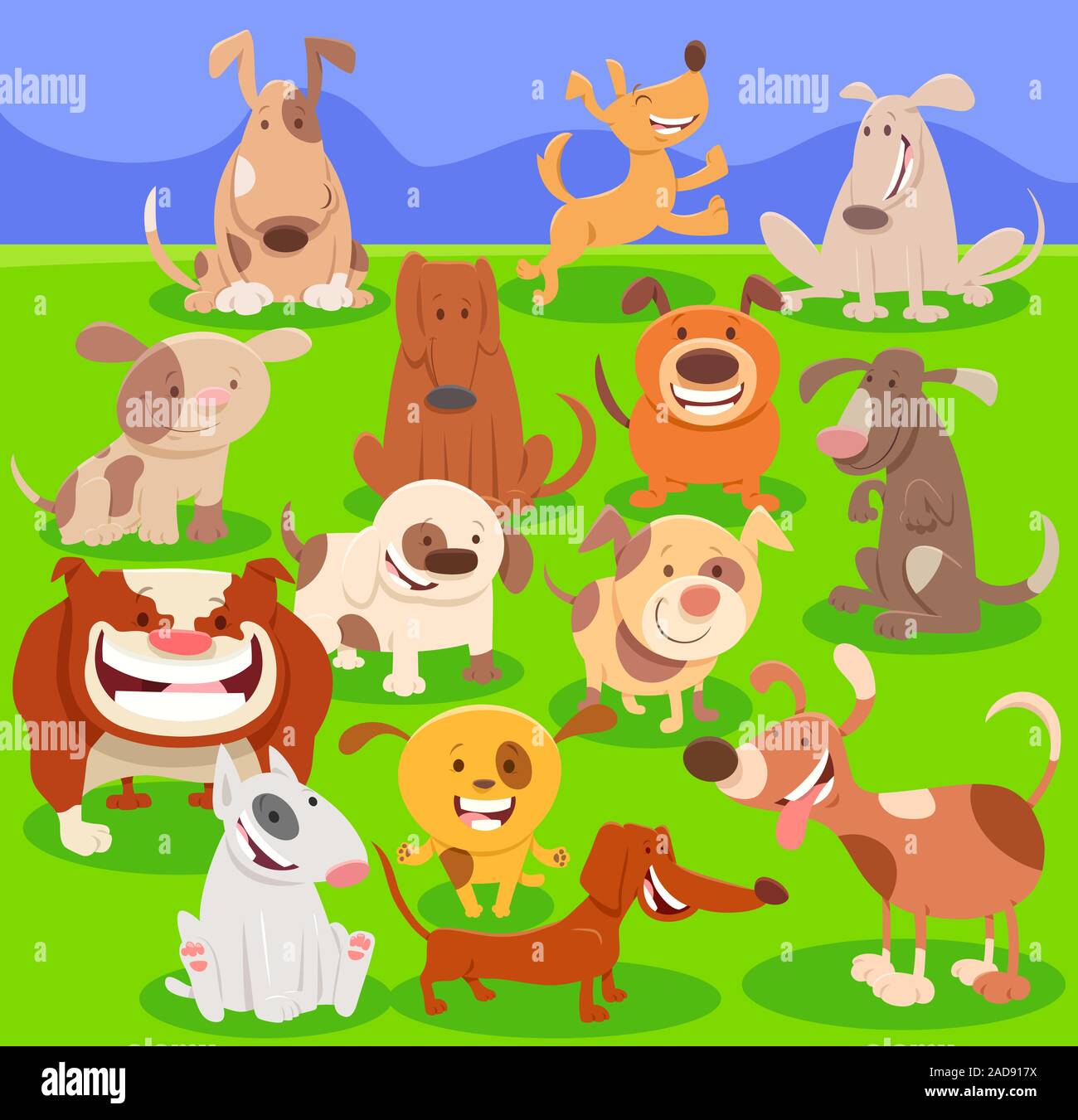 dogs cartoon characters large group Stock Photo - Alamy