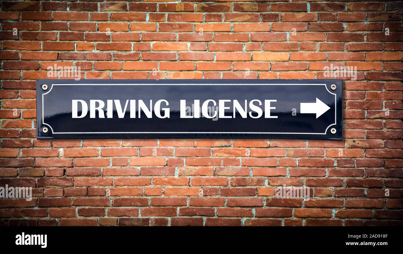 Street Sign DRIVING LICENSE Stock Photo - Alamy