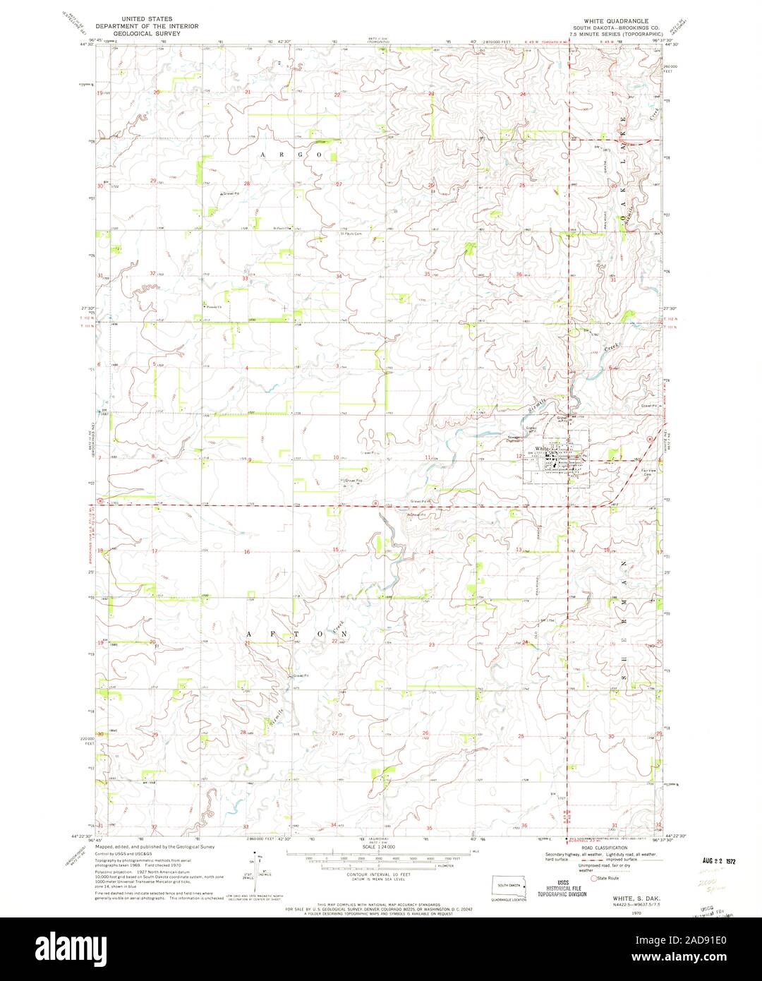 USGS TOPO Map South Dakota SD White 344514 1970 24000 Restoration Stock ...