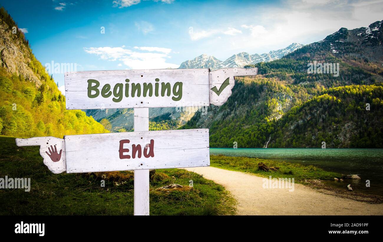Street Sign Beginning versus End Stock Photo - Alamy