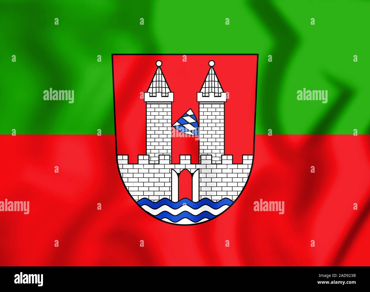 3D Flag of Kelheim (Bavaria), Germany. 3D Illustration Stock Photo - Alamy