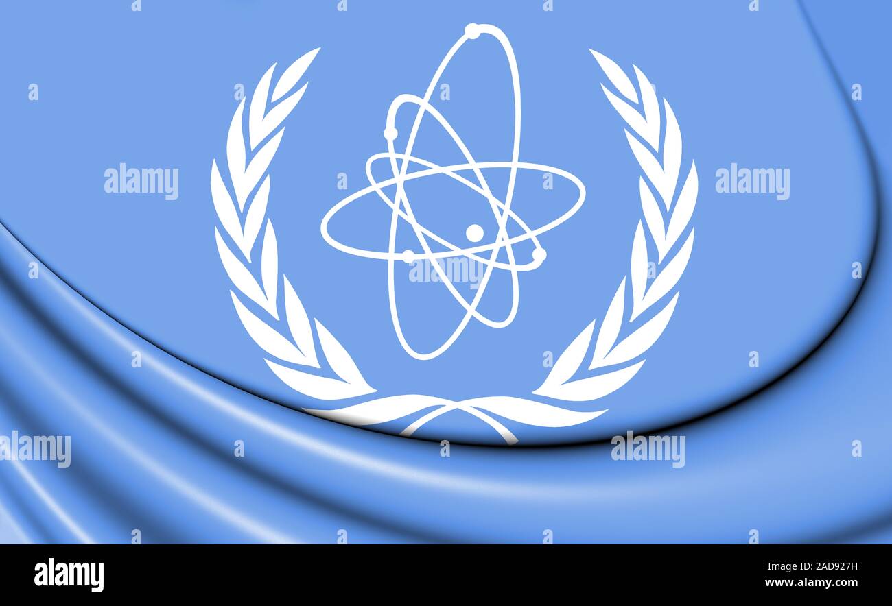 3D Flag of International Atomic Energy Agency. 3D Illustration Stock ...