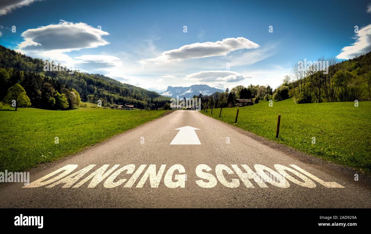 Street Sign to DANCING SCHOOL Stock Photo - Alamy