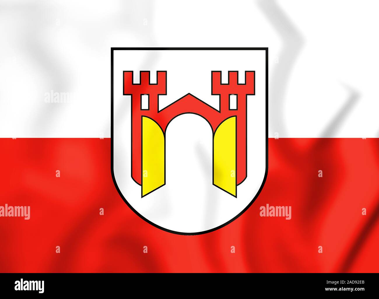 3D Flag of Offenburg (Baden-Wurttemberg), Germany. 3D Illustration ...