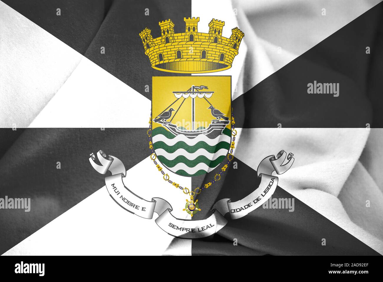 3D Flag of Lisbon, Portugal. 3D Illustration Stock Photo - Alamy