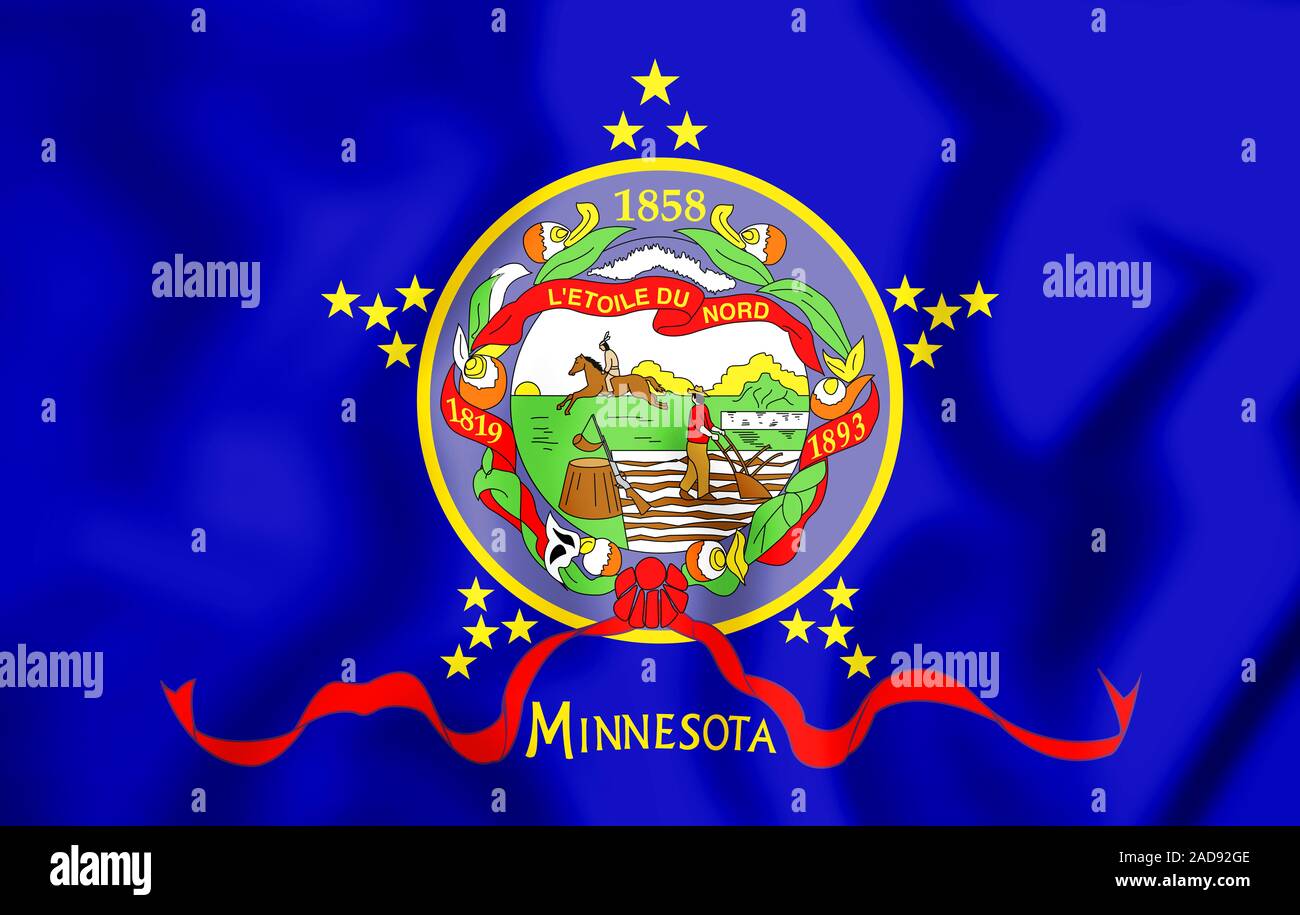 3D Flag of Minnesota (1893), USA. 3D Illustration Stock Photo - Alamy