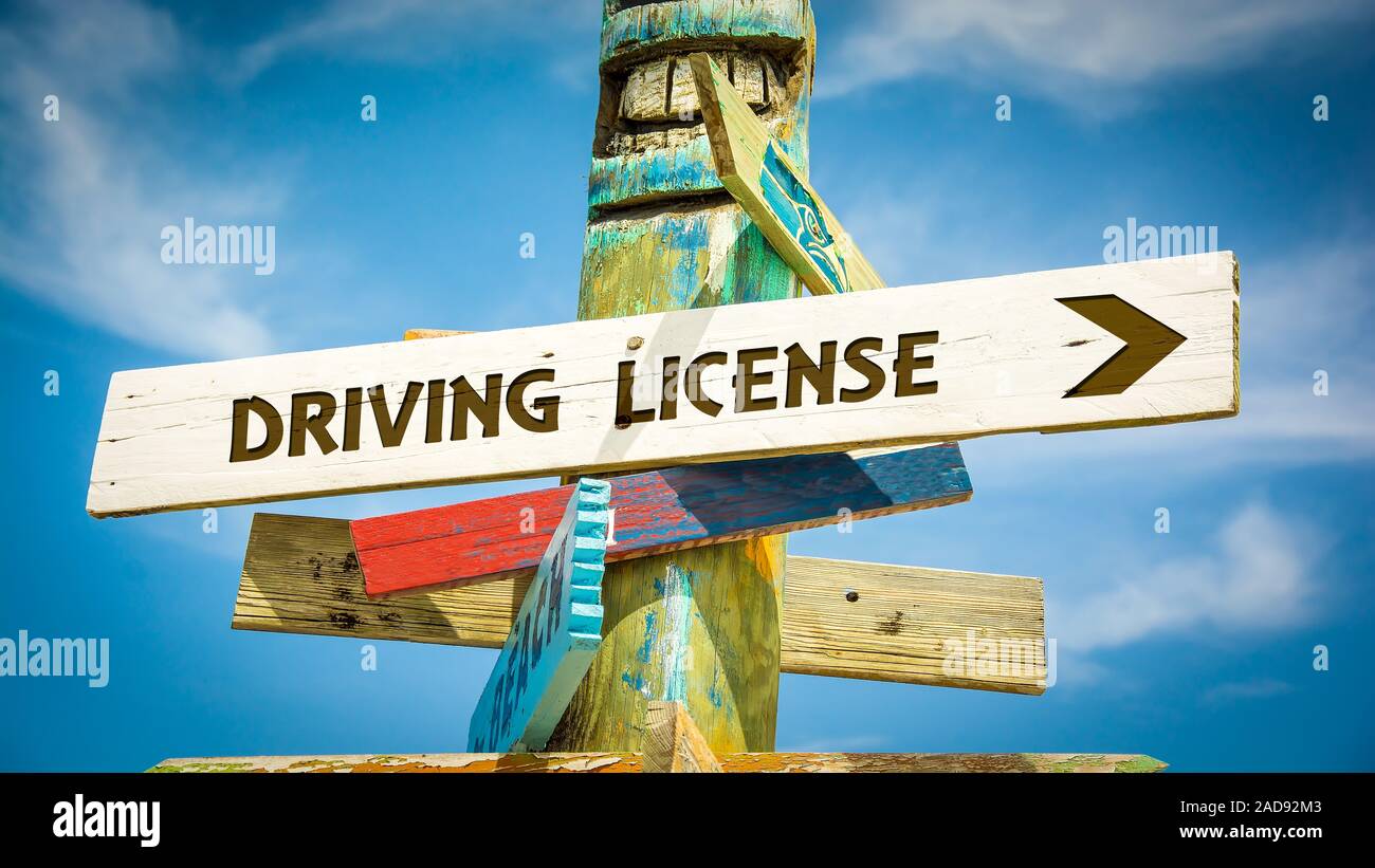 Street Sign DRIVING LICENSE Stock Photo - Alamy