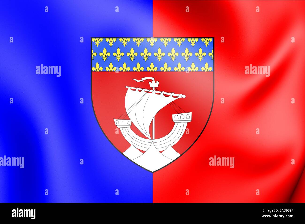 3D Flag of Paris, France. 3D Illustration Stock Photo - Alamy