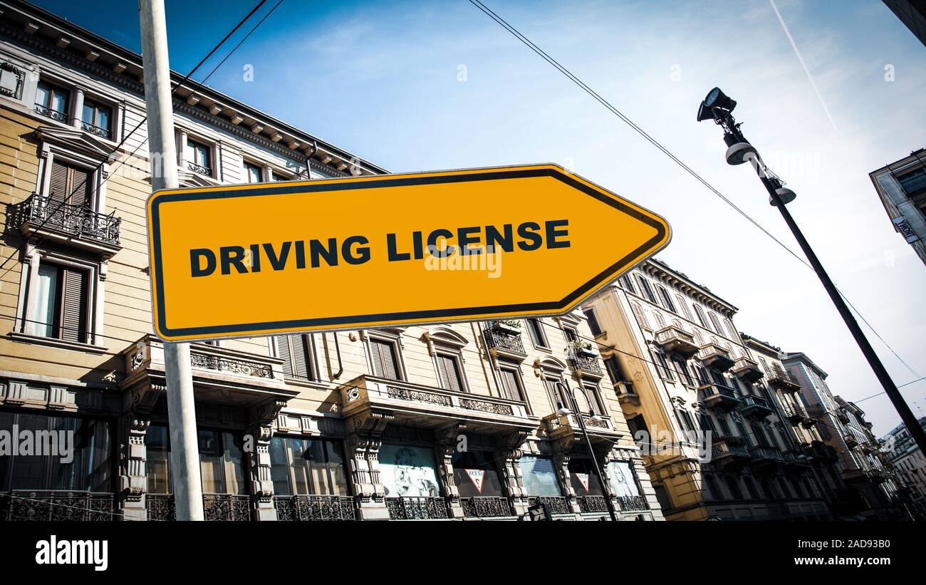 Street Sign DRIVING LICENSE Stock Photo - Alamy