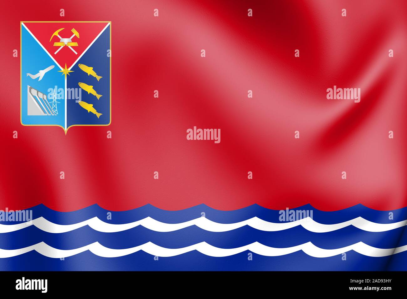 3D Flag of the Magadan Oblast, Russia. 3D Illustration Stock Photo - Alamy