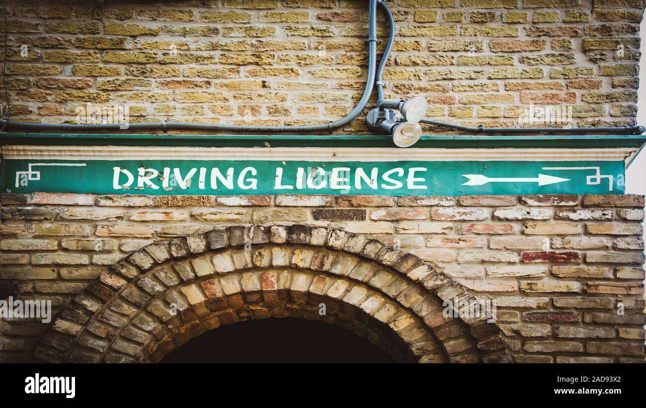 Street Sign DRIVING LICENSE Stock Photo - Alamy