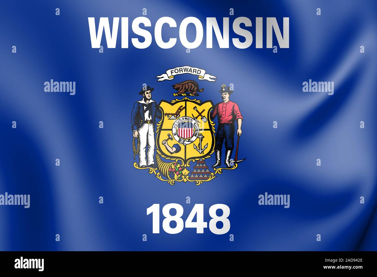 3D Flag of Wisconsin, USA. 3D Illustration Stock Photo - Alamy
