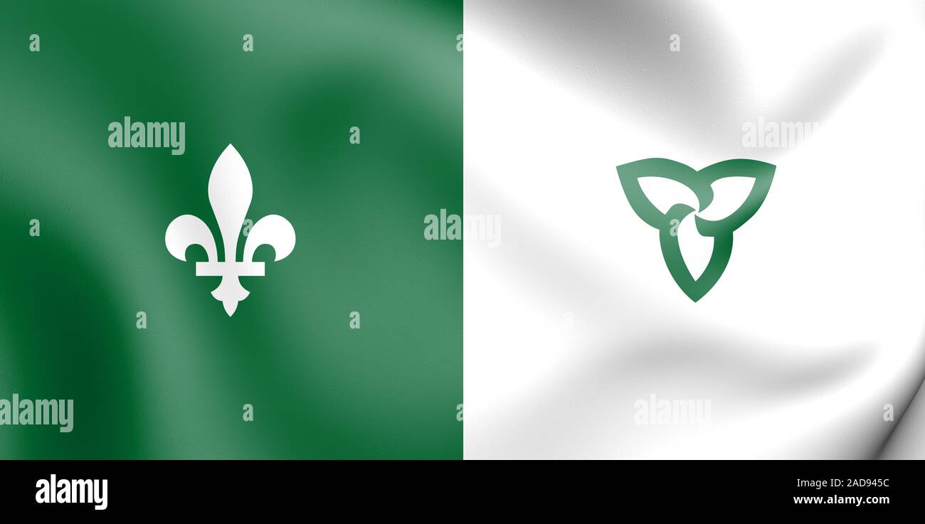 3D Franco-Ontarian Flag. Ontario, Canada. 3D Illustration Stock Photo ...