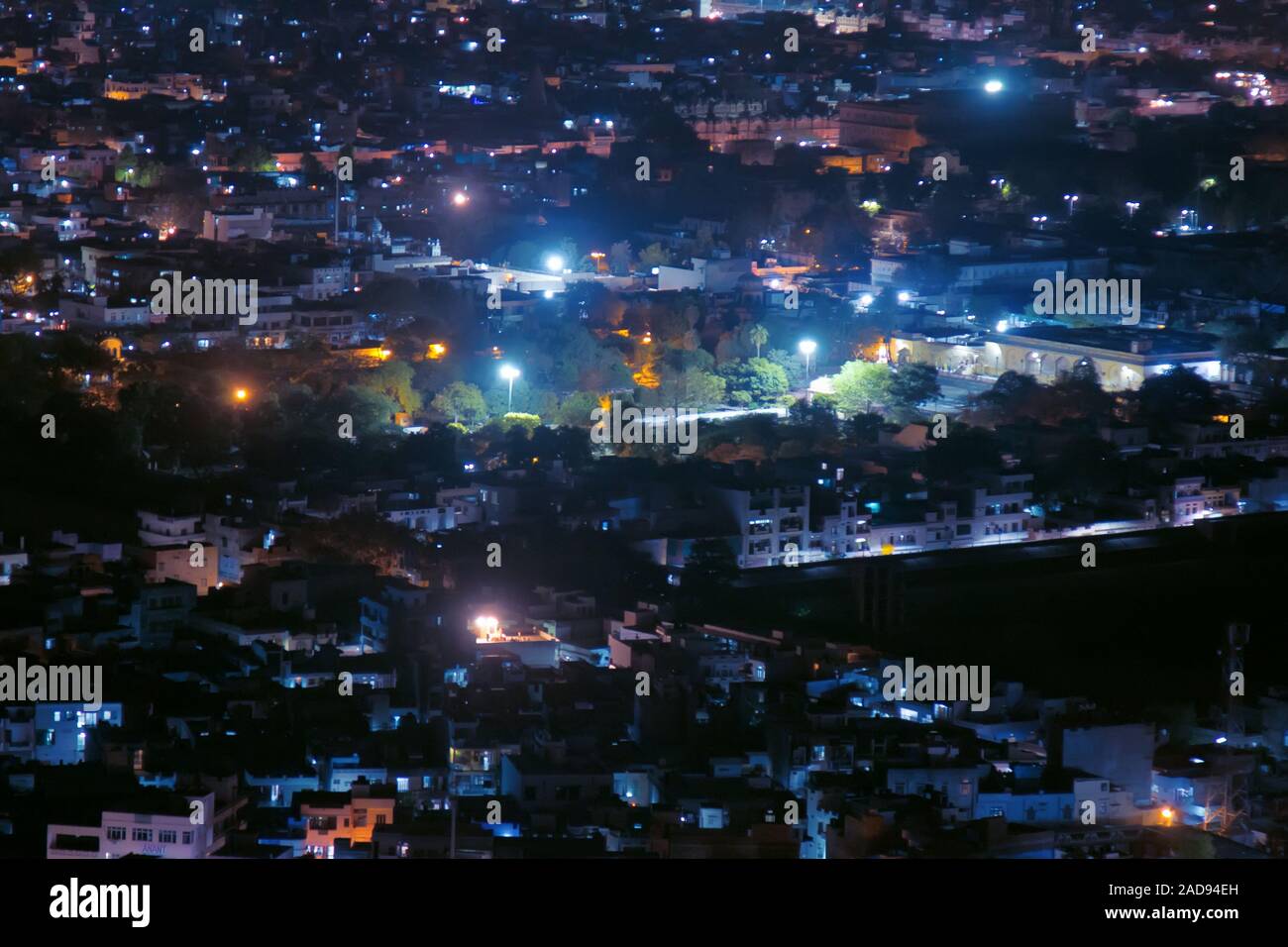 An night aerial view of Udaipur City Stock Photo - Alamy