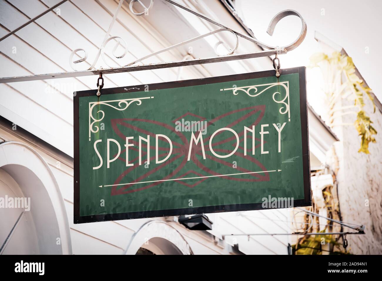 Street Sign Spend Money Stock Photo - Alamy