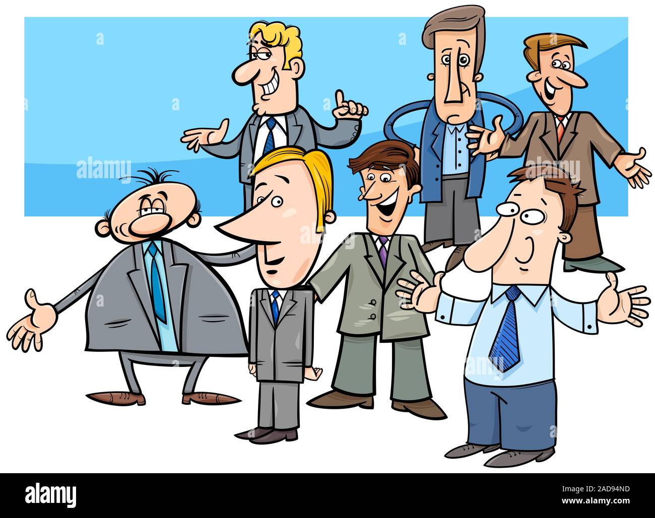 cartoon businessmen characters group illustration Stock Photo - Alamy
