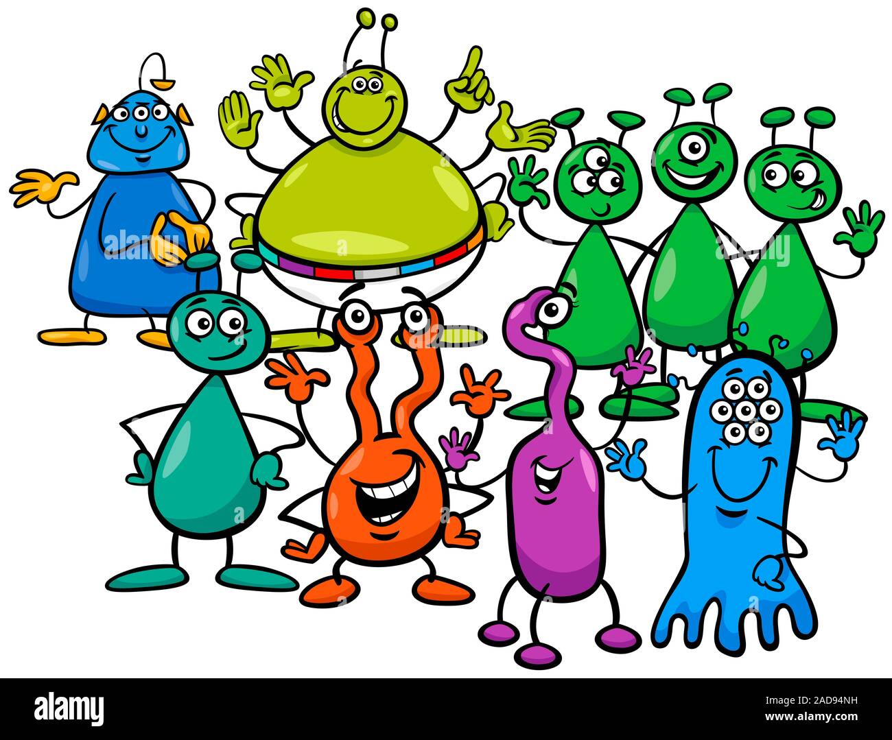 Ufo aliens group cartoon illustration Cut Out Stock Images & Pictures ...