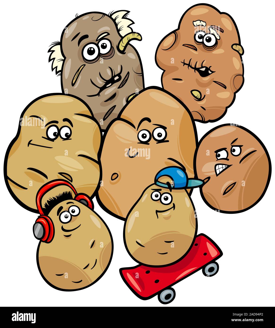 potatoes vegetable family cartoon illustration Stock Photo - Alamy