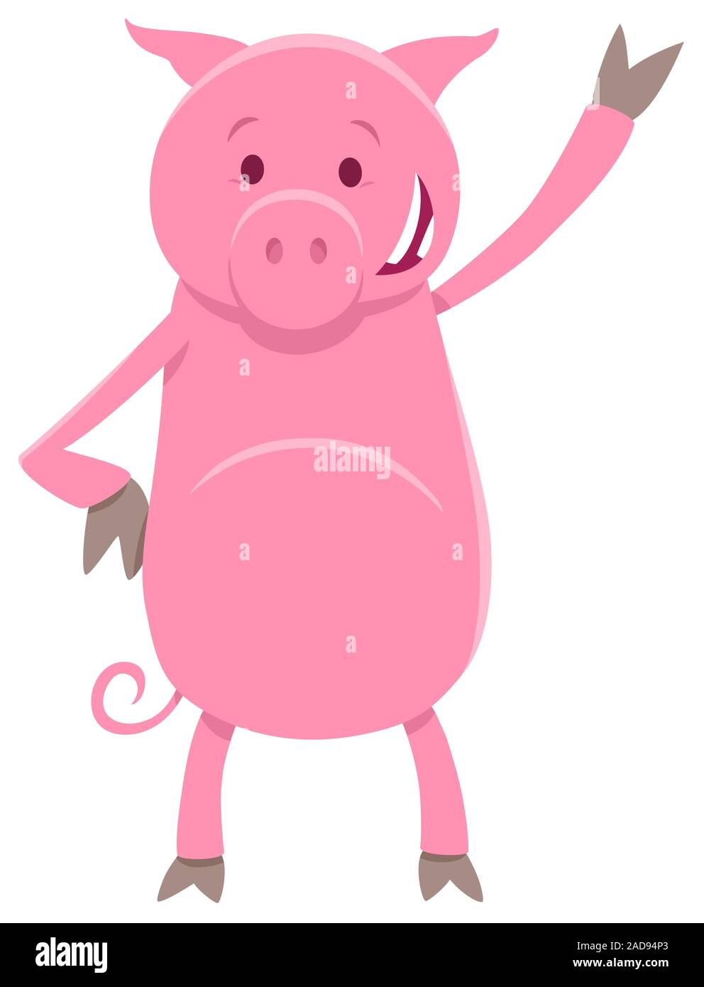 funny pig animal character cartoon illustration Stock Photo - Alamy