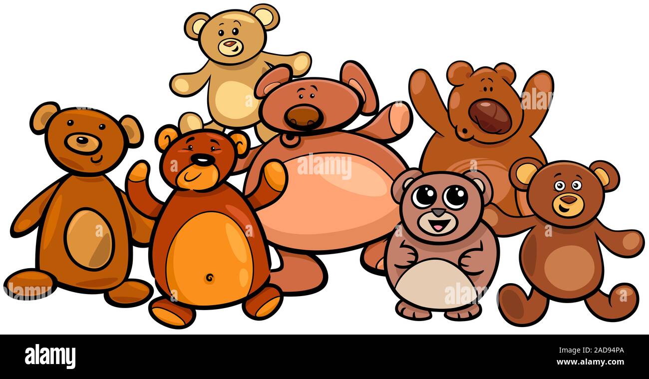 teddy bears group cartoon illustration Stock Photo - Alamy