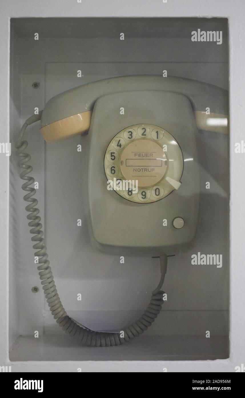 Feuer Notruf (meaning fire emergency call) telephone Stock Photo - Alamy