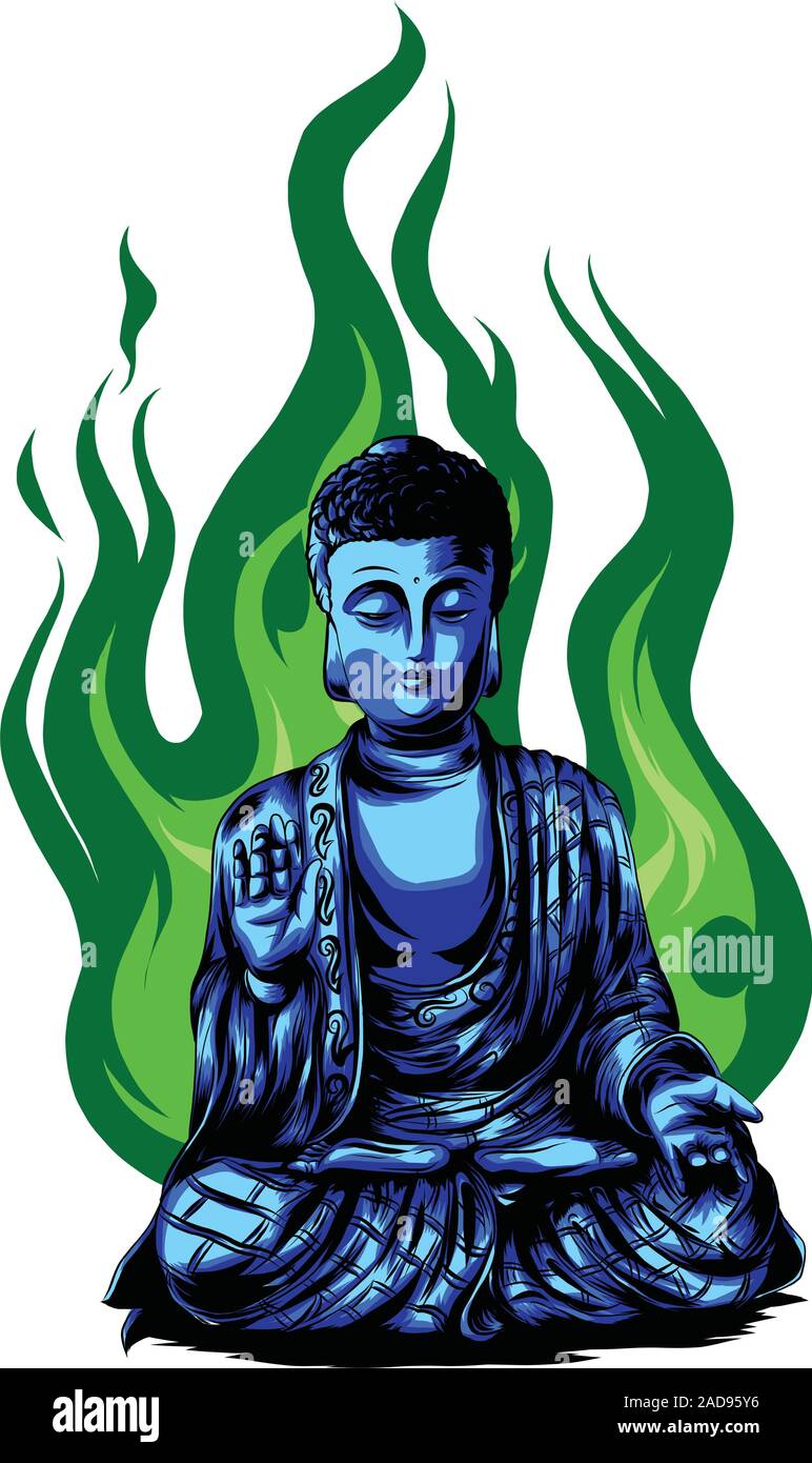 Hand drawn vector illustration of Buddha isolated Stock Vector Image ...
