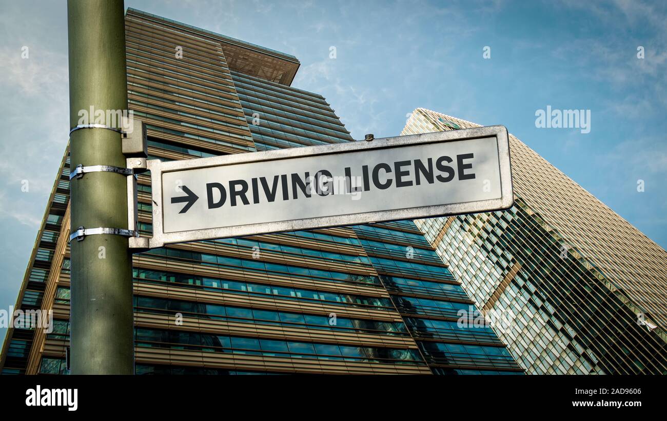 Street Sign DRIVING LICENSE Stock Photo - Alamy