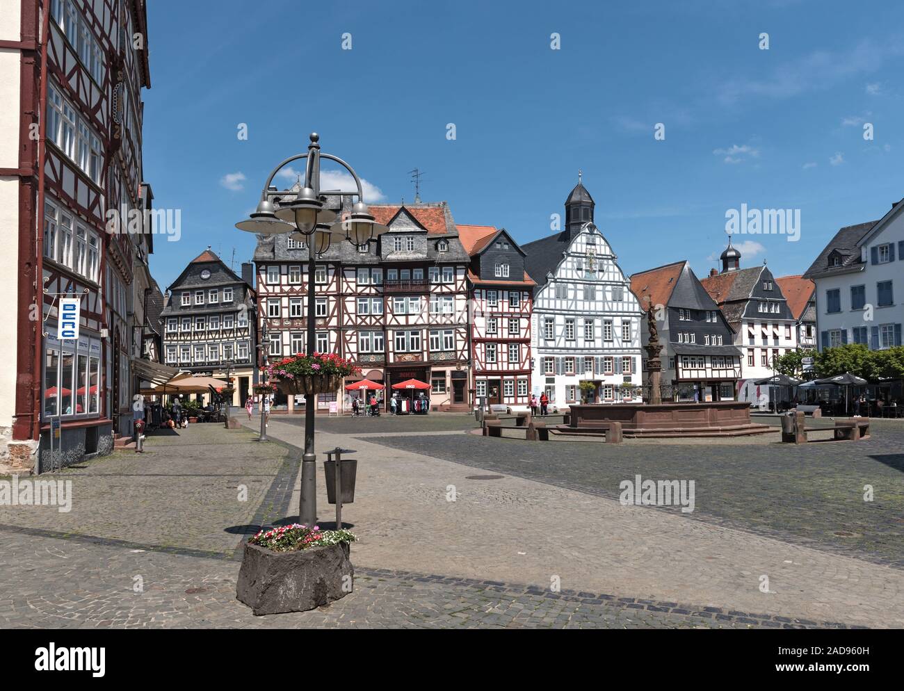 people in the market square in the old town of butzbach germany Stock ...