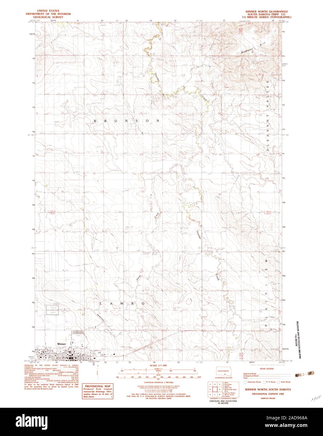 USGS TOPO Map South Dakota SD Winner North 344593 1982 25000 ...