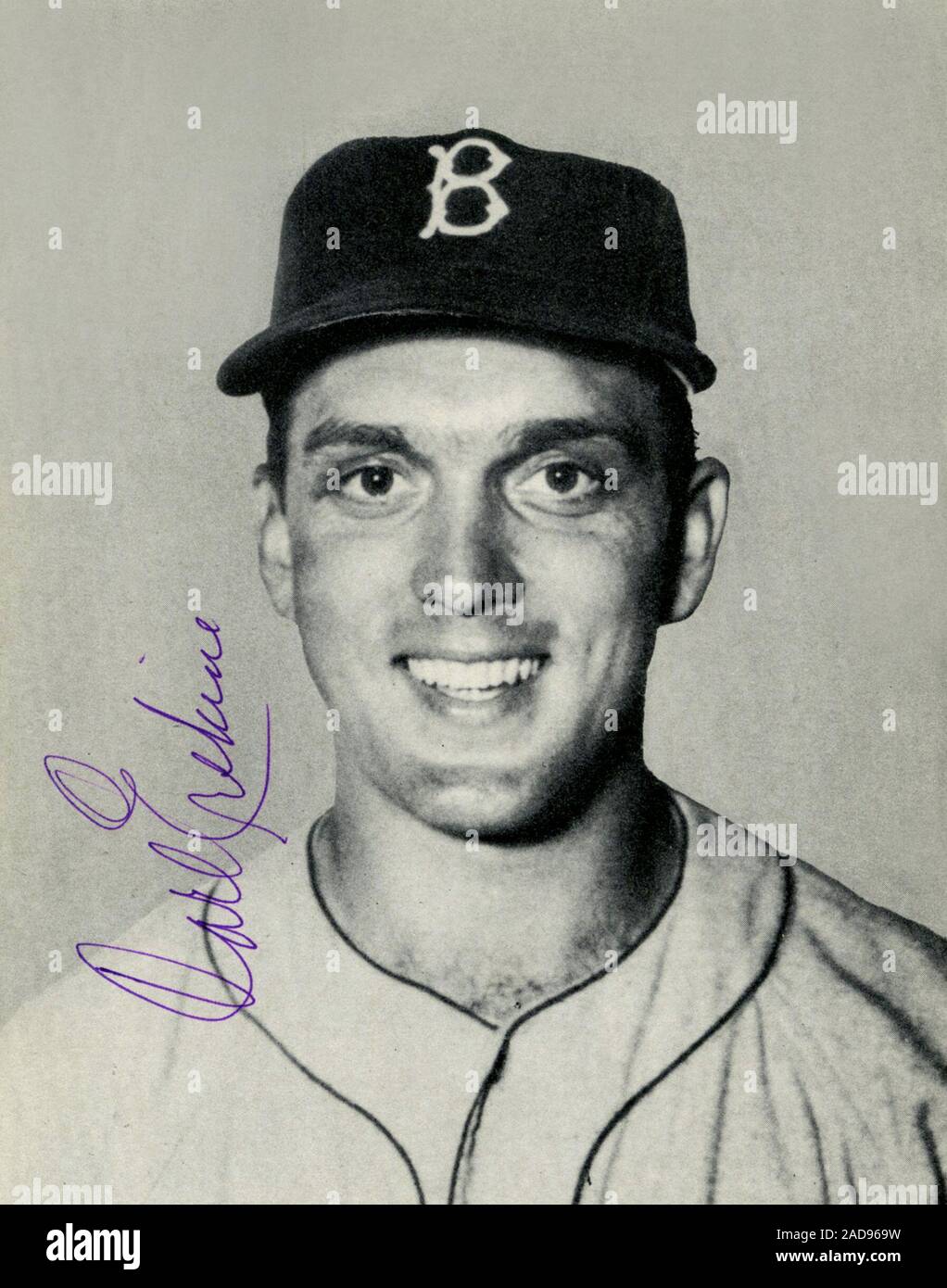 Vintage autographed black and white photo of Brooklyn Dodger baseball ...