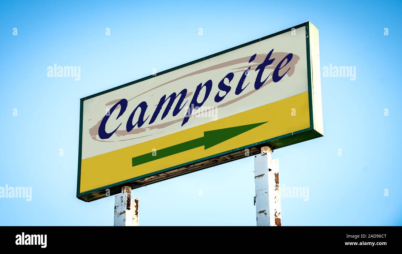 Street Sign to Campsite Stock Photo - Alamy