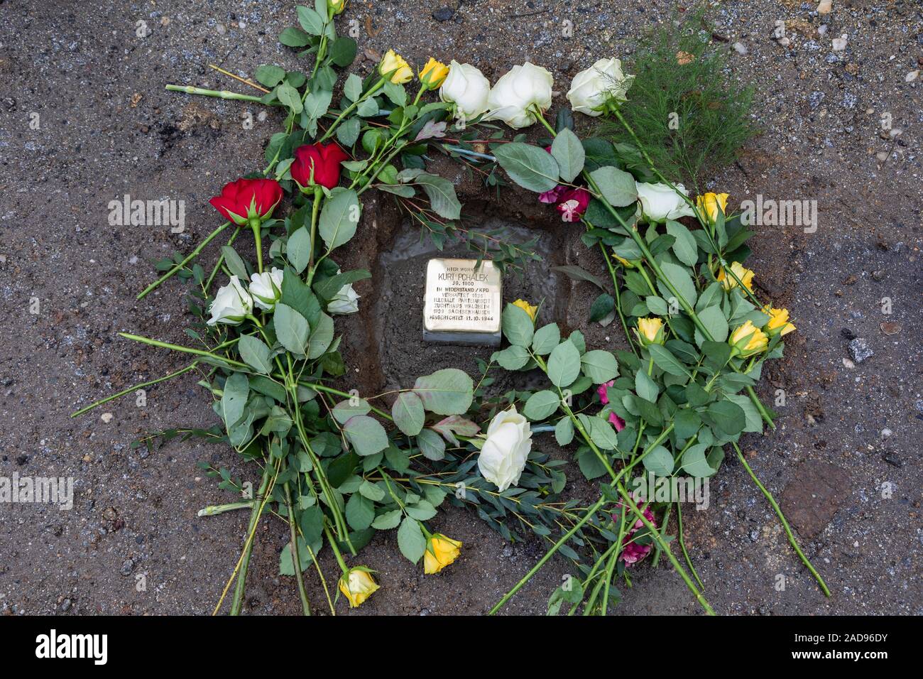 Verlegung des "Stolpersteins" durch den Kölner Künstler Gunter Demnig ...