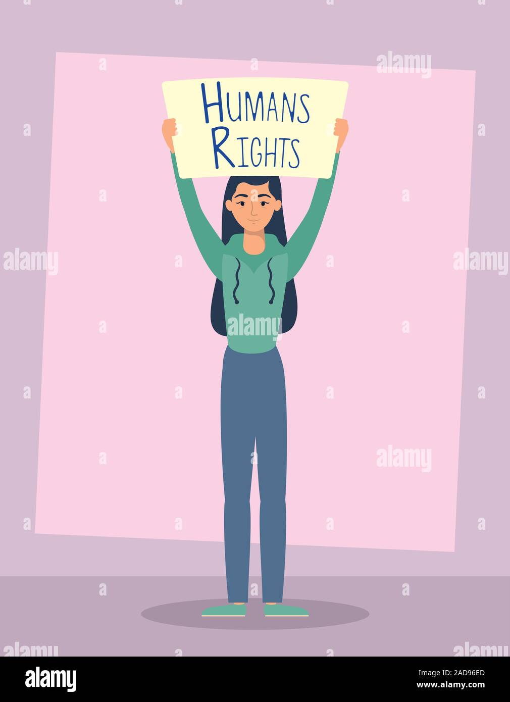young woman with human rights label character Stock Vector Image & Art ...