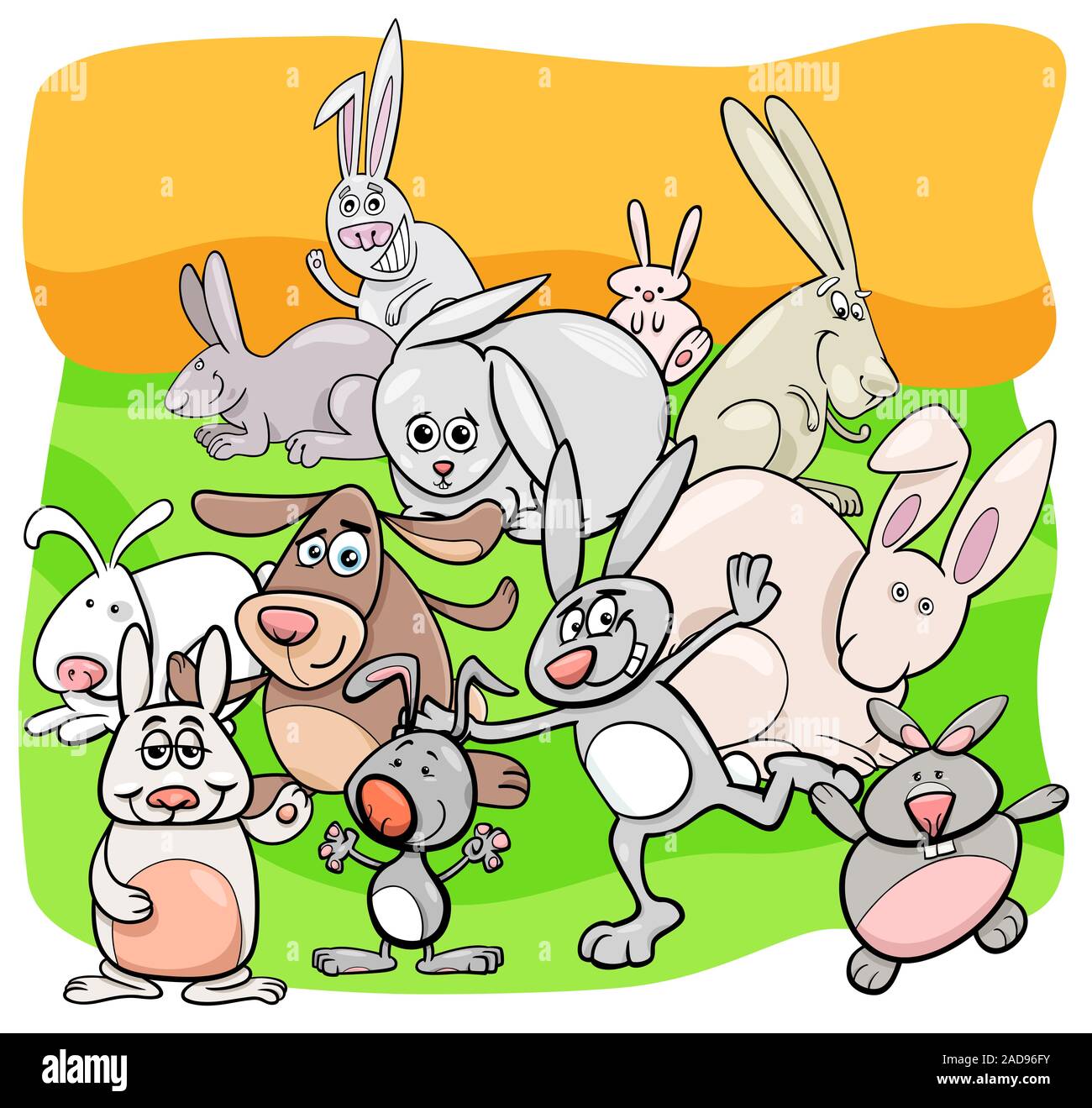 rabbits cartoon animal characters group Stock Photo - Alamy