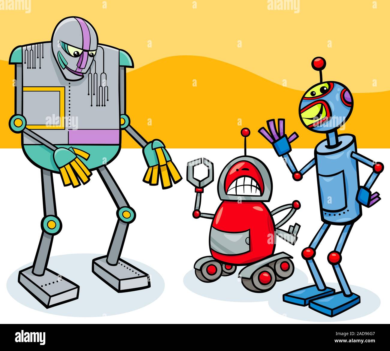 funny robots cartoon characters group Stock Photo - Alamy
