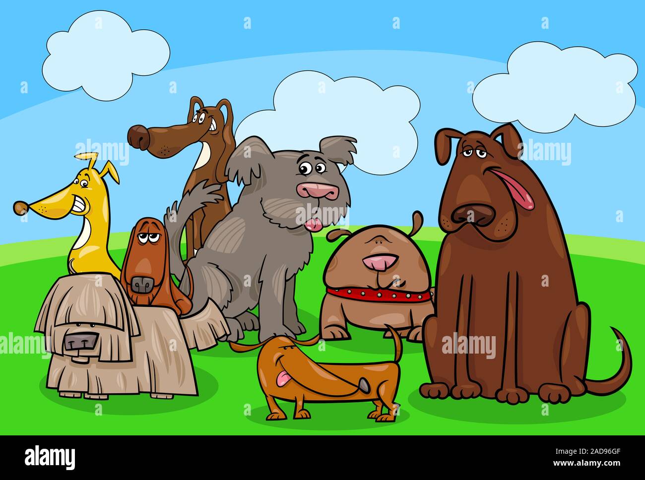dog cartoon animal characters group Stock Photo - Alamy