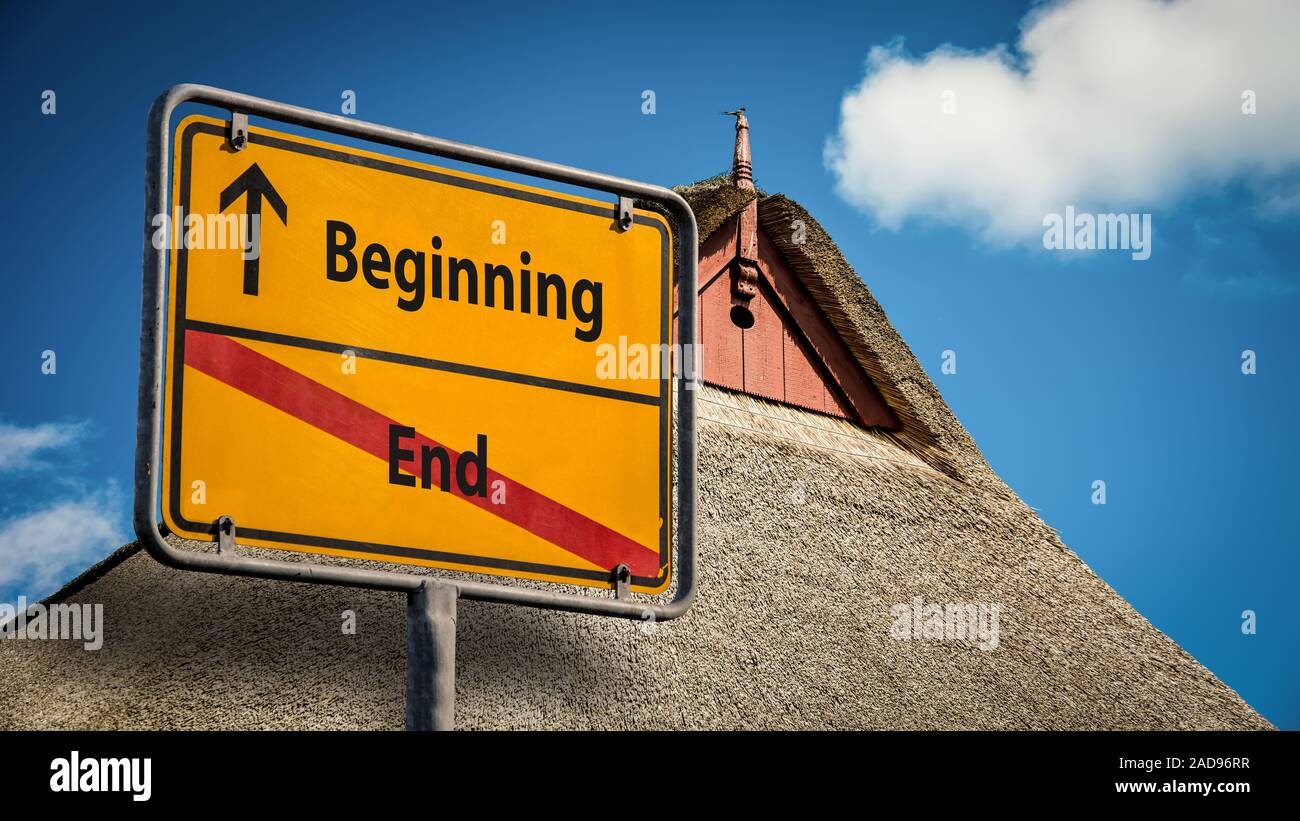 Street Sign Beginning versus End Stock Photo - Alamy