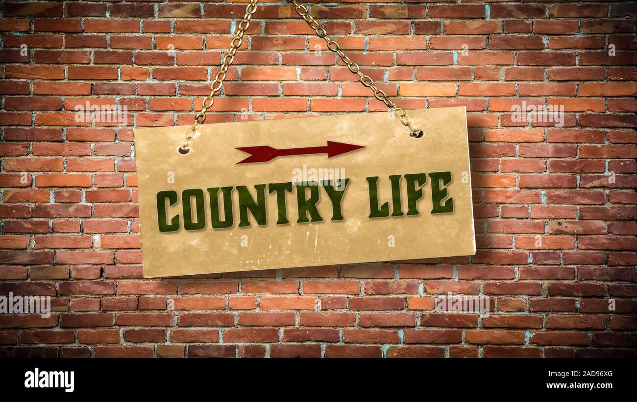 Street Sign to Country Life Stock Photo - Alamy