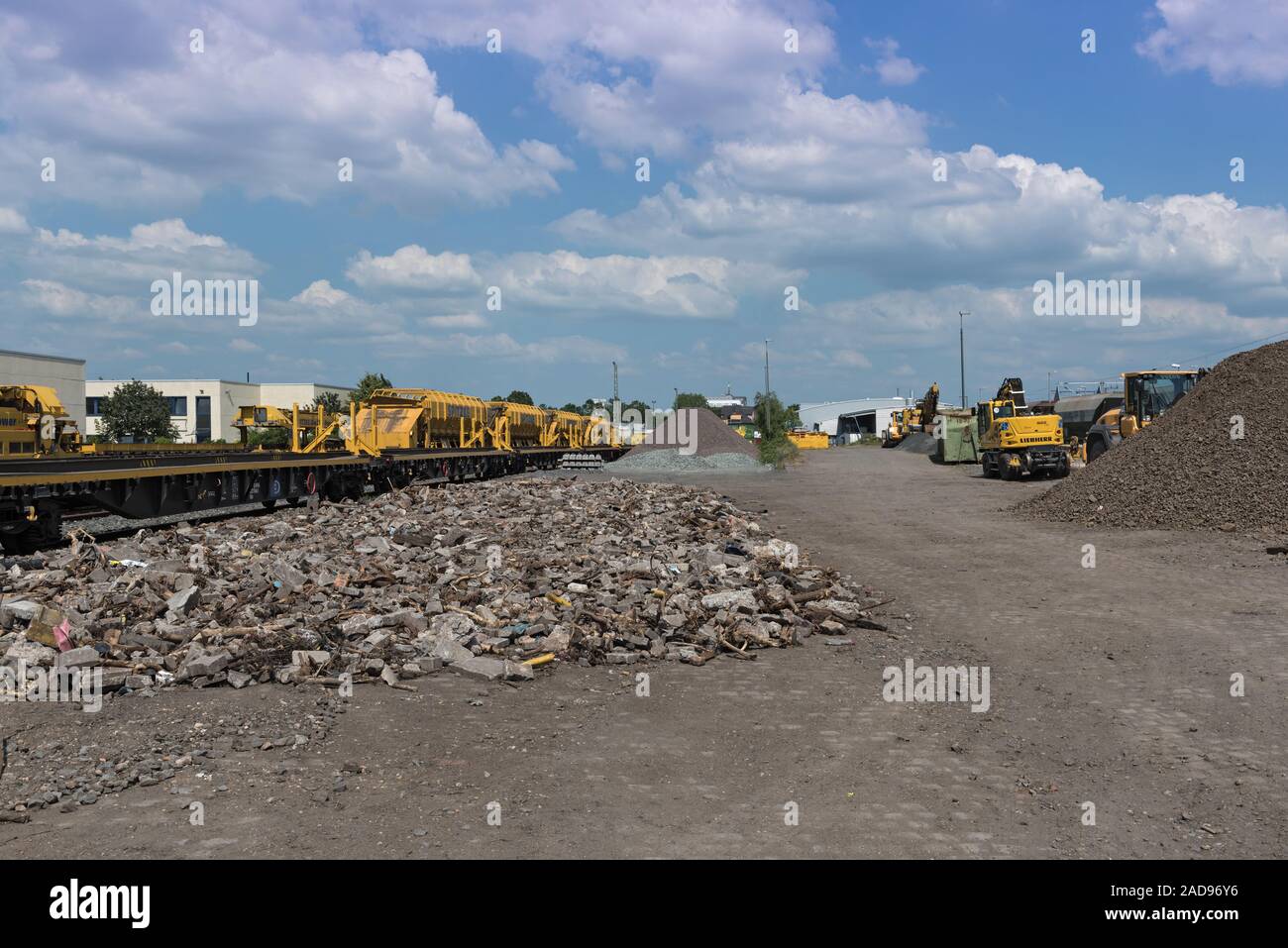 machine park and storage area for railway construction Stock Photo - Alamy