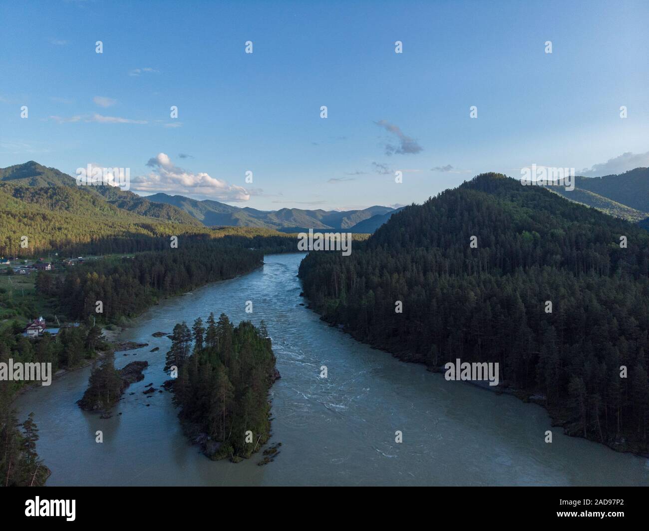 Aerial view of Katun river Stock Photo - Alamy