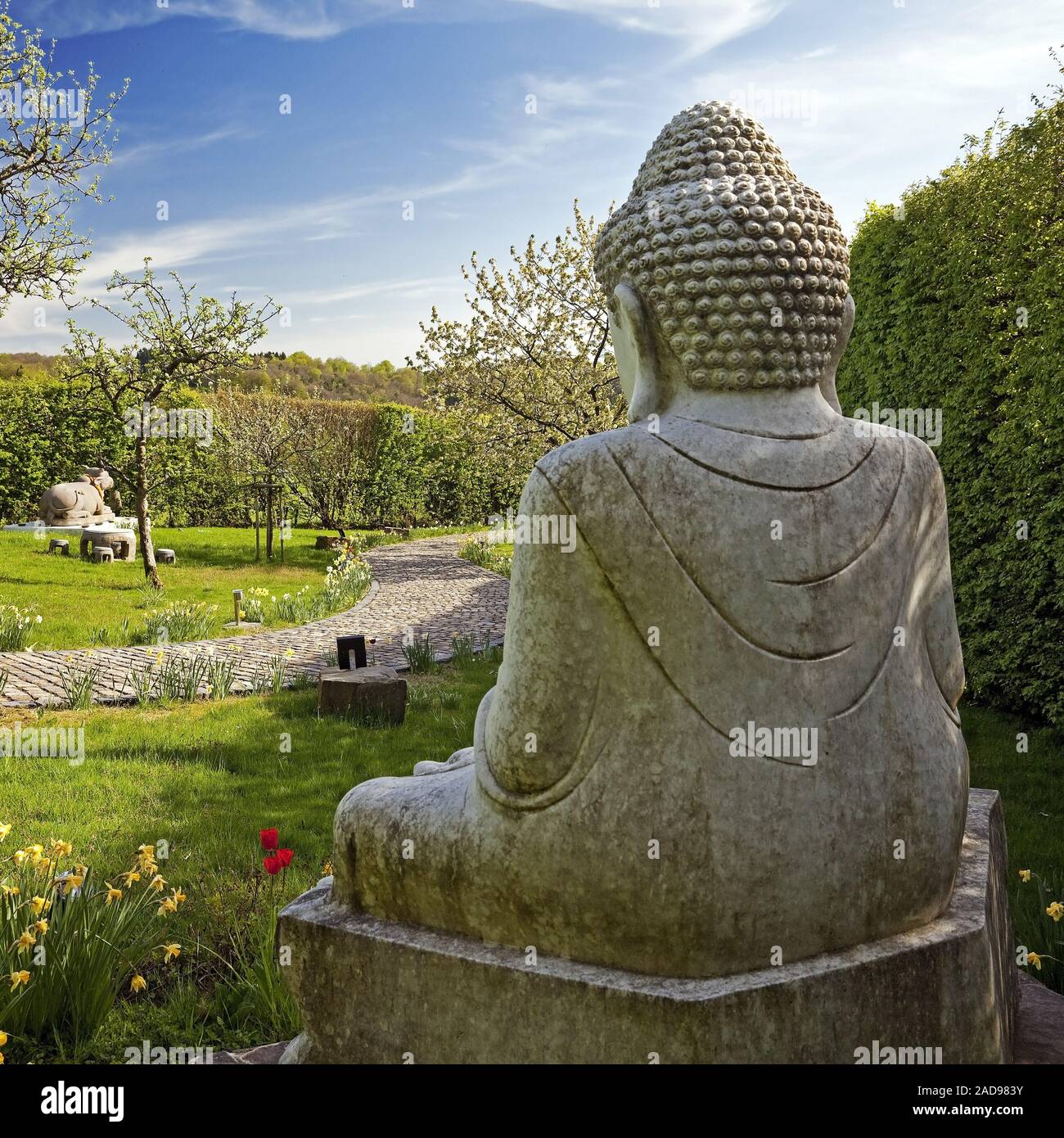 Sculpture in the garden of the Museum of Asian Art, Radevormwald ...